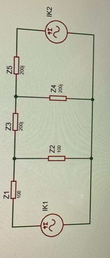 Solved In the following circuit, since Ik1 = 5∠-90° A, Ik2 = | Chegg.com