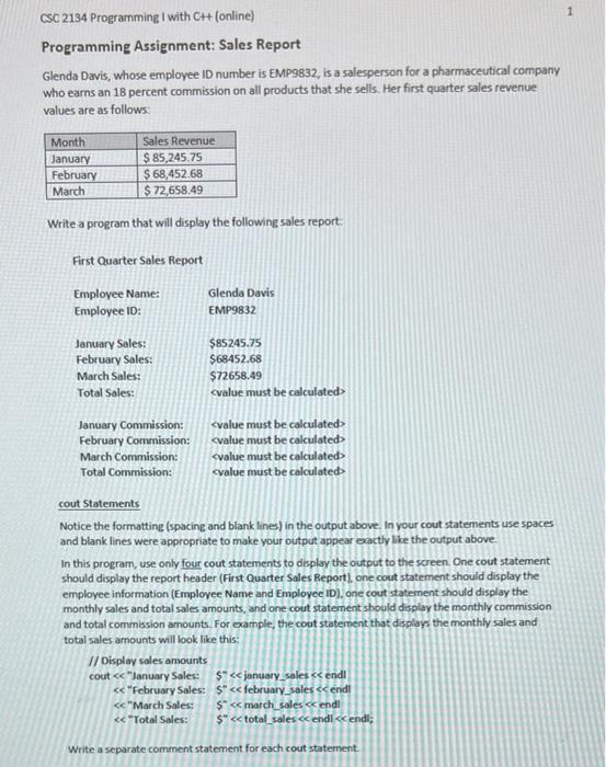 Solved Csc 2134 Programming I With Ch Online Programming