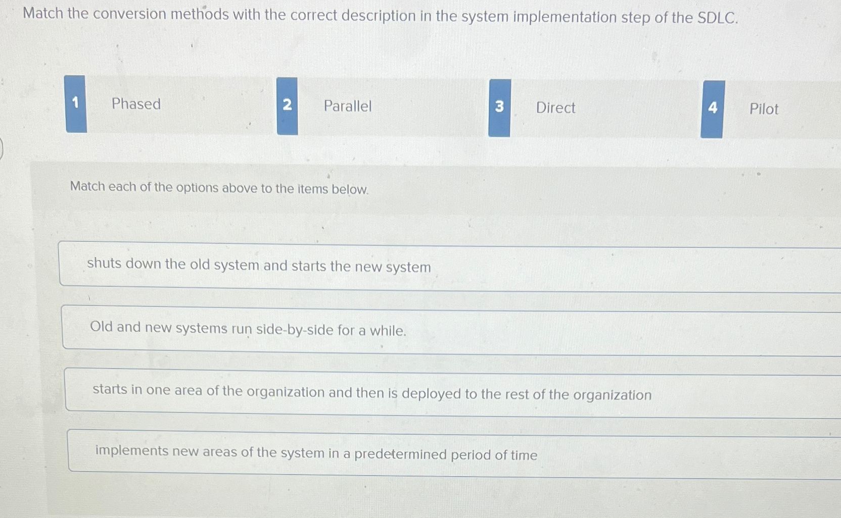 Solved Match the conversion methods with the correct | Chegg.com