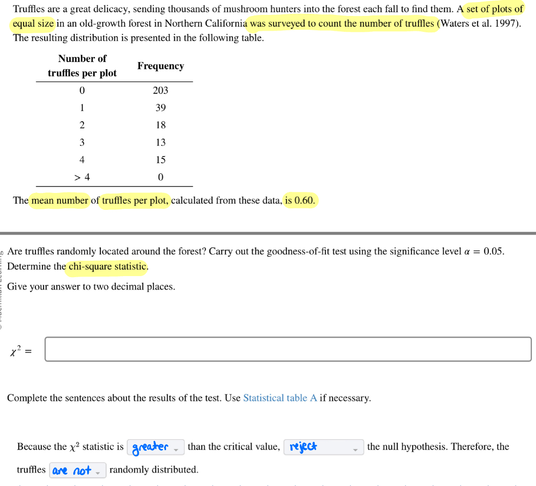 Solved Are truffles randomly located around the forest? | Chegg.com