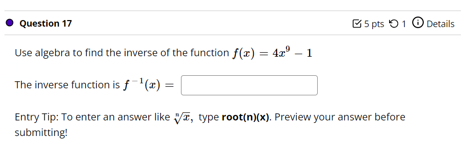 Solved Question 175 ﻿pts1DetailsUse algebra to find the | Chegg.com