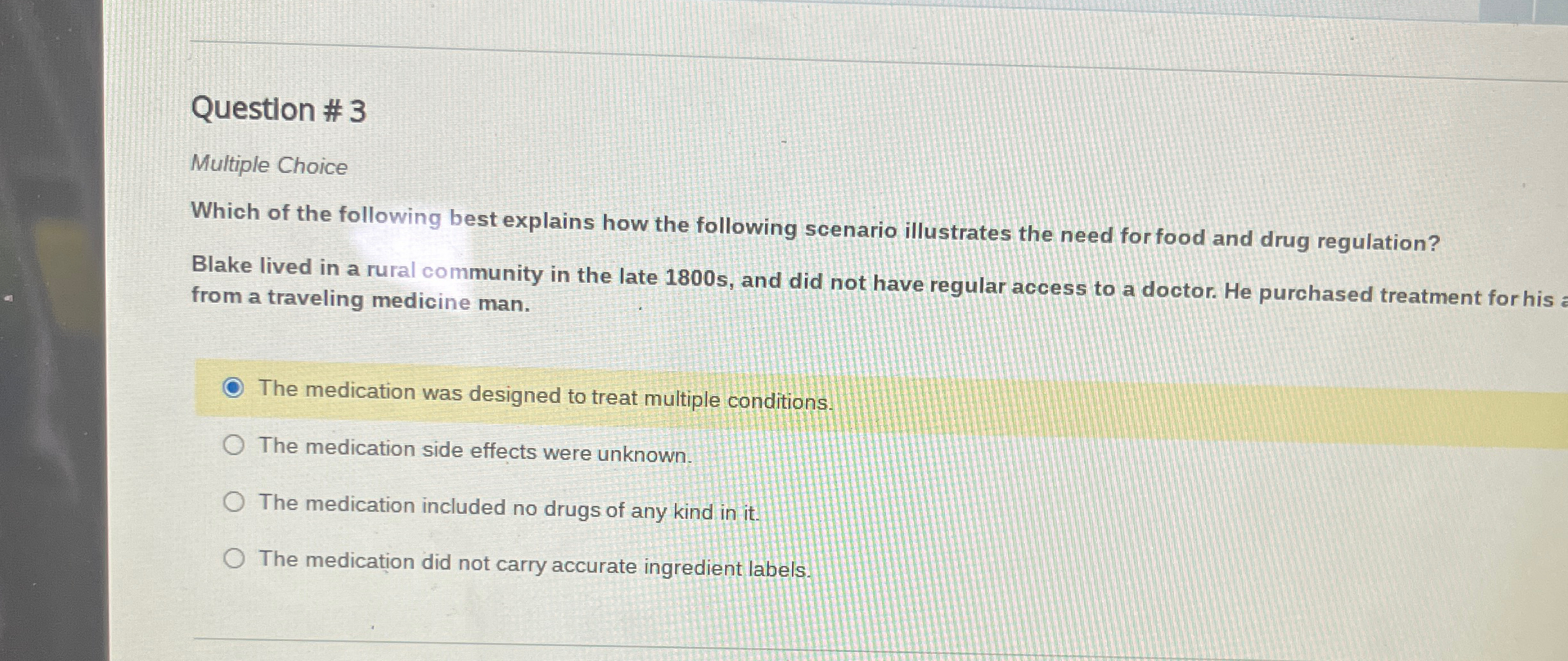 Solved Question # 3Multiple ChoiceWhich of the following | Chegg.com