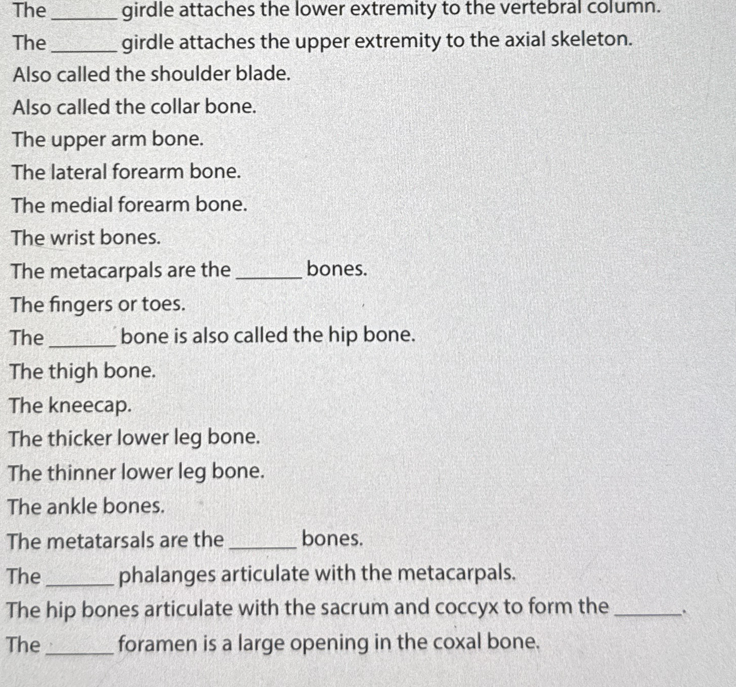 Solved Thegirdle attaches the lower extremity to the | Chegg.com