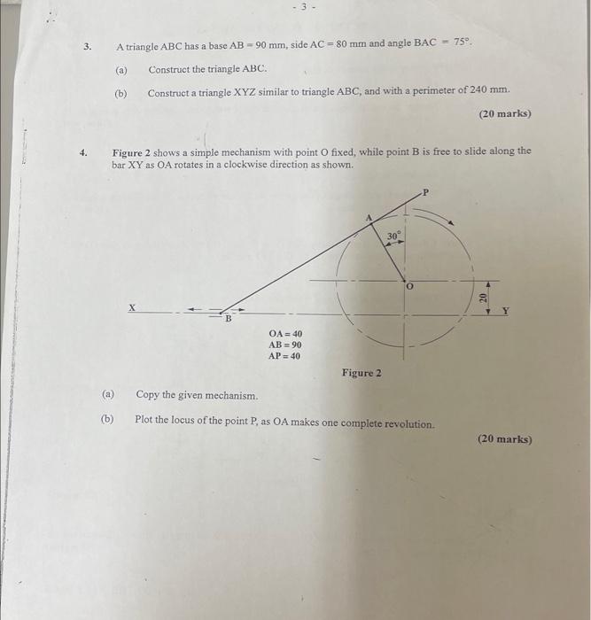 3. A triangle ABC has a base AB=90 mm, side AC=80 mm | Chegg.com