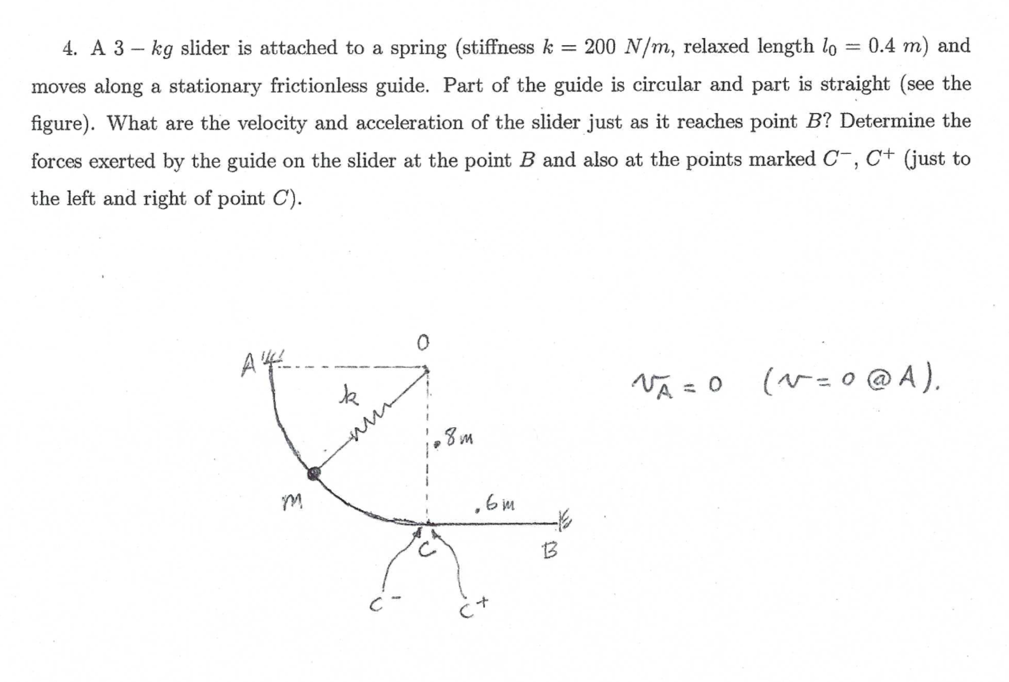 Solved A 3-kgk=200Nm, ﻿relaxed length l0=0.4m B ? ﻿Determine | Chegg.com