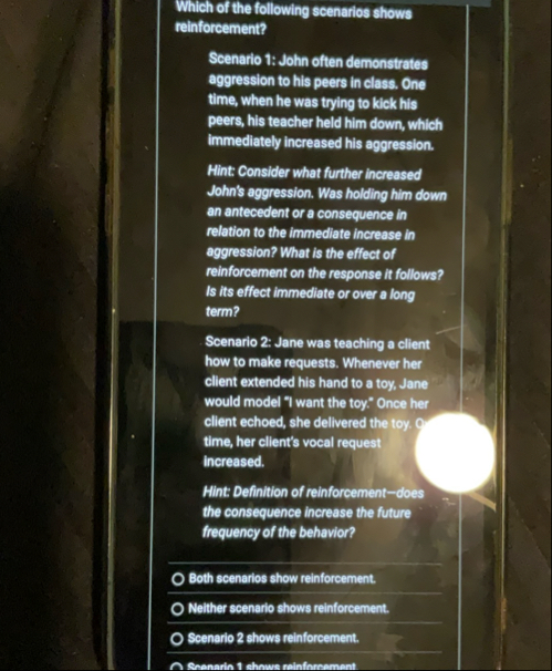 Solved Which of the following scenarios shows | Chegg.com