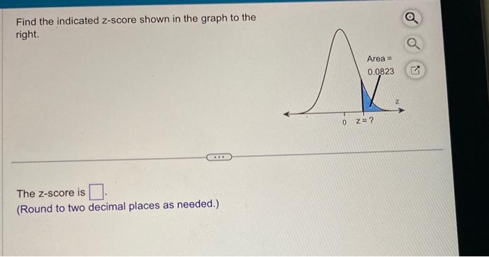 Solved Find the indicated z-score shown in the graph to the | Chegg.com