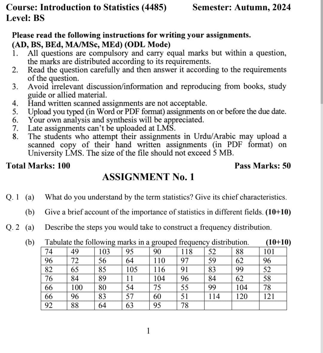 Solved Course: Introduction to Statistics (4485)Semester: | Chegg.com