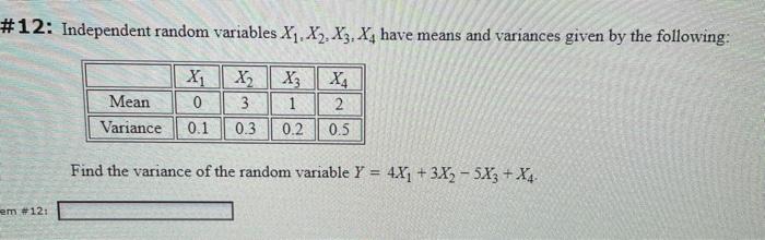 Solved #12: Independent random variables X1, X2, X3, X, have | Chegg.com