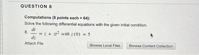 Solved QUESTION 8 Computations (8 points each = 64): Solve | Chegg.com