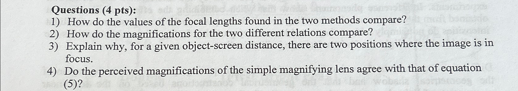 Solved Questions (4 ﻿pts):How do the values of the focal | Chegg.com