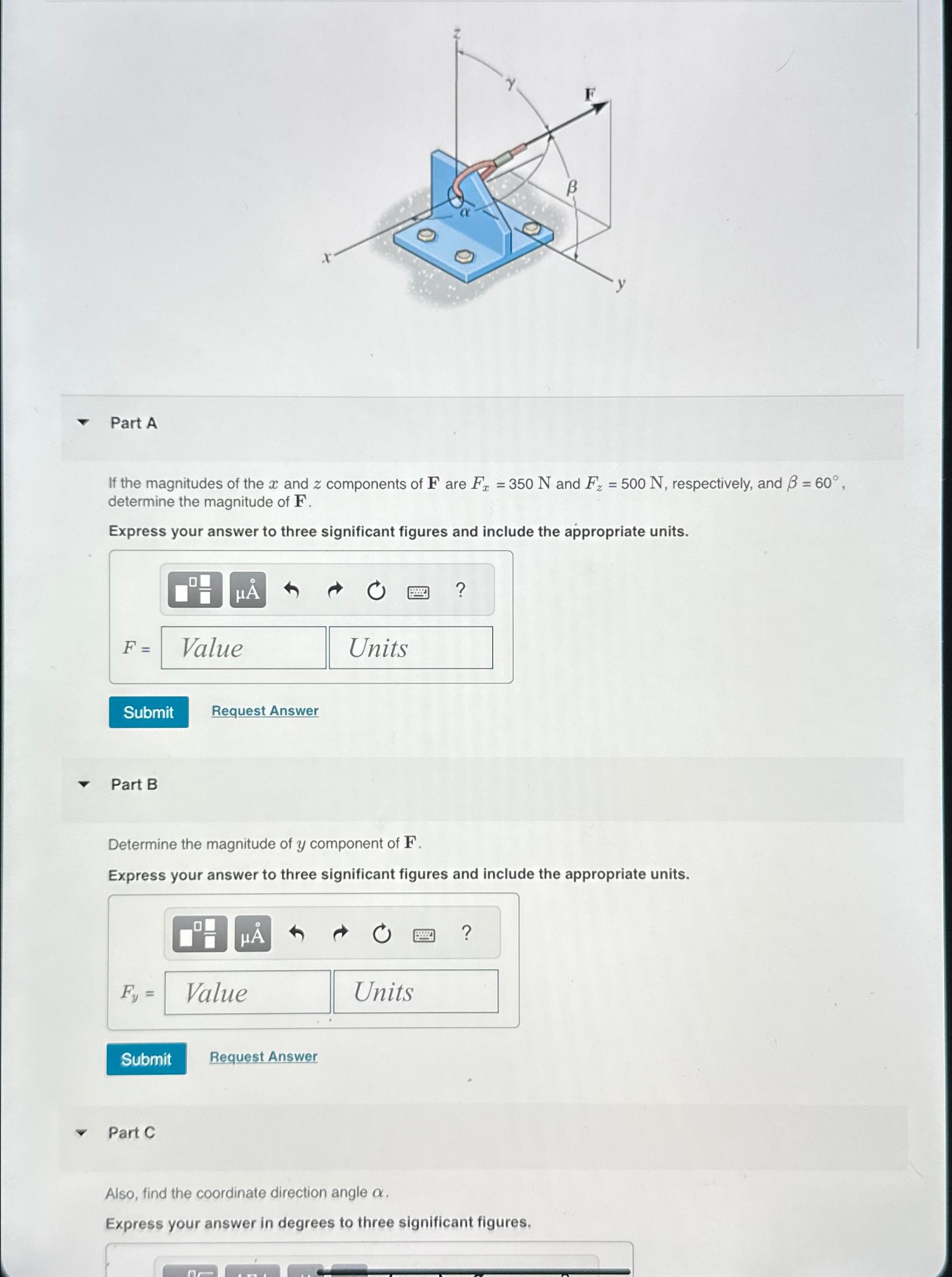 Solved Part AIf the magnitudes of the x ﻿and z ﻿components | Chegg.com