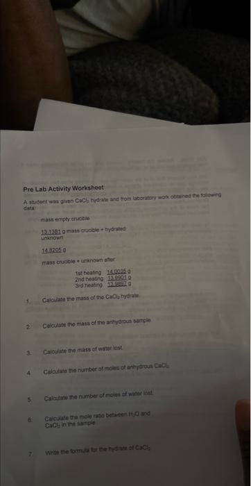 Solved Pre Lab Activity Worksheet deta masil eTipty cructite | Chegg.com