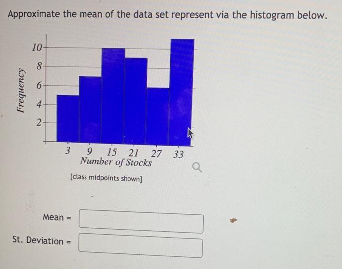 Solved Approximate the mean of the data set represent via | Chegg.com