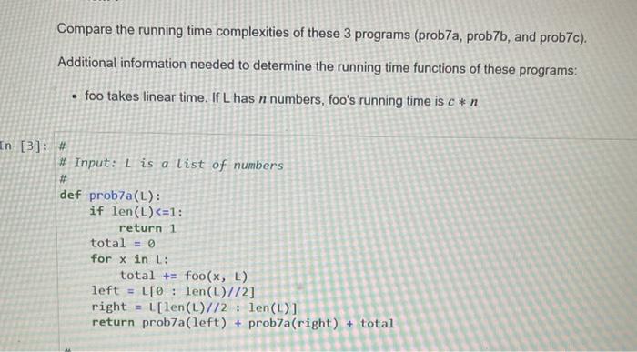 Solved Compare the running time complexities of these 3 | Chegg.com