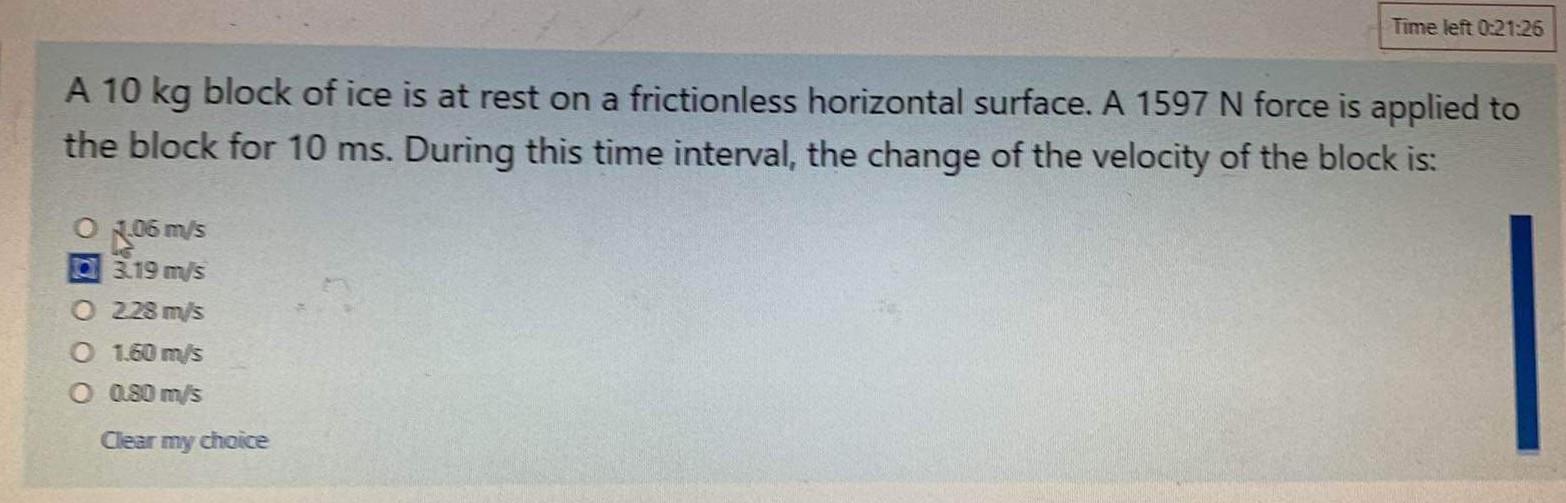 Solved A 10 kg block of ice is at rest on a frictionless | Chegg.com