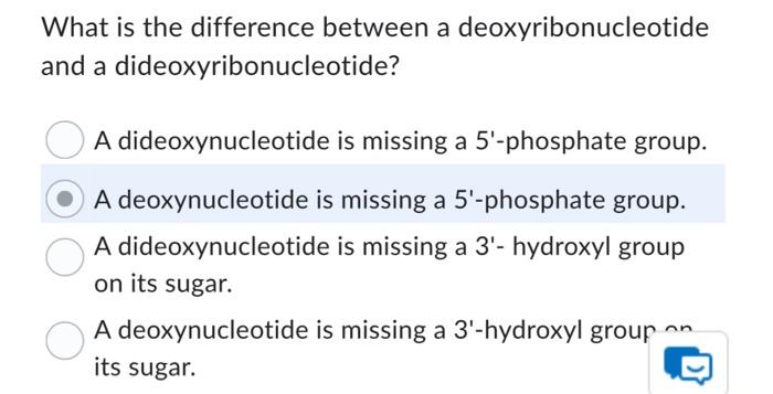 Solved What is the difference between a deoxyribonucleotide | Chegg.com