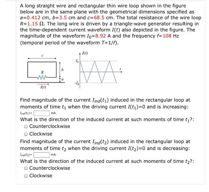 Solved A long straight wire and rectangular thin wire loop | Chegg.com