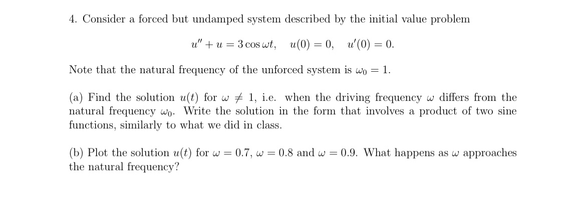 Solved Consider a forced but undamped system described by | Chegg.com