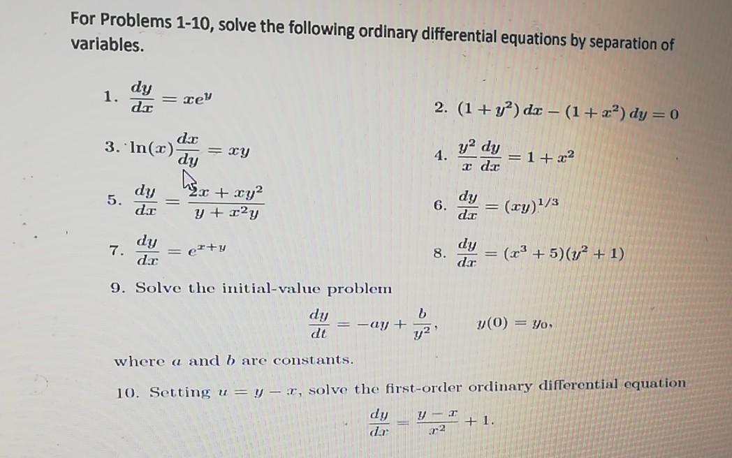 Solved Find the order and state whether the following | Chegg.com