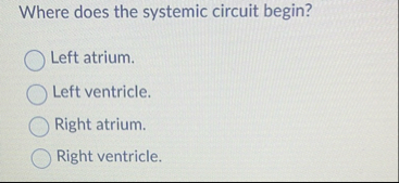 Solved Where does the systemic circuit begin?Left | Chegg.com