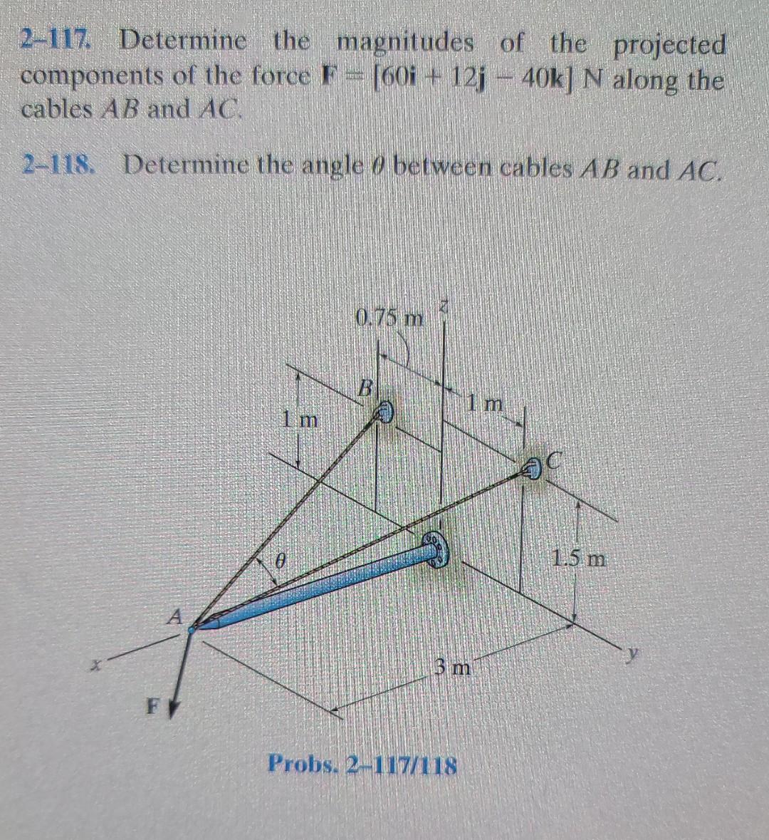 Solved 2 117 Determine The Magnitudes Of The Projected