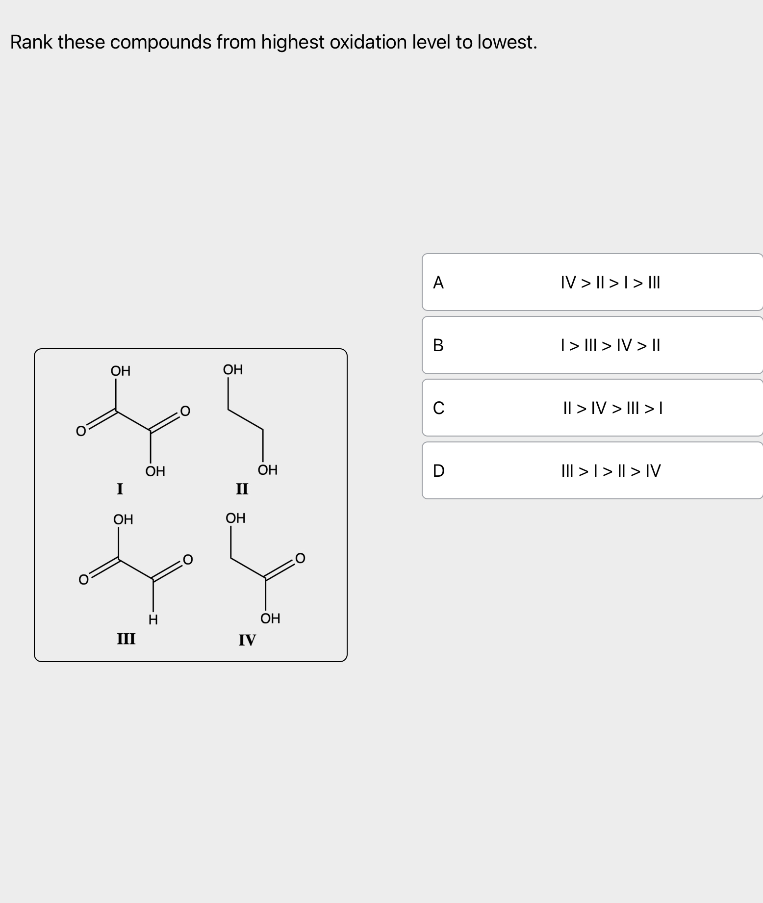 Solved Rank these compounds from highest oxidation level to | Chegg.com