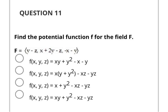 Solved Find the potential function f for the field F. | Chegg.com