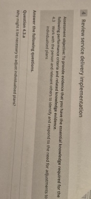 Solved 4 ﻿Review service delivery implementationAssessment | Chegg.com