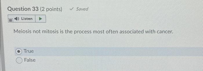 Solved Question 30 (2 points) Listen A clevage furrow will | Chegg.com