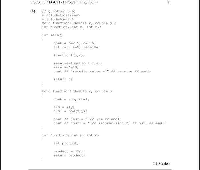 Solved EGC3113 / EGC3173 Programming in C++ 8 (b) // | Chegg.com