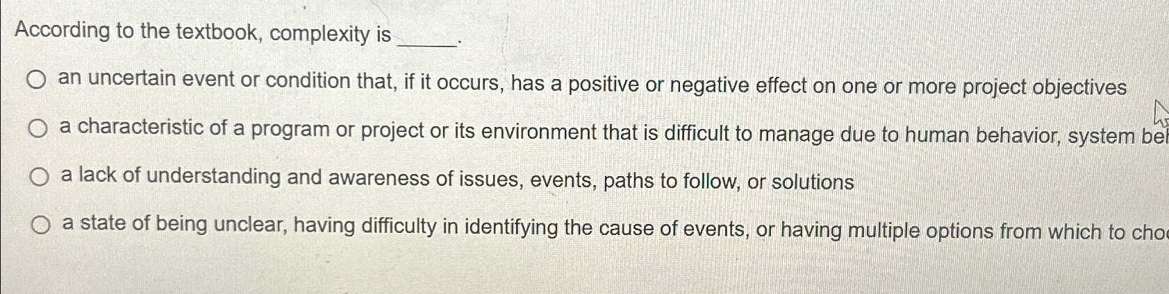 Solved According to the textbook, complexity isan uncertain | Chegg.com