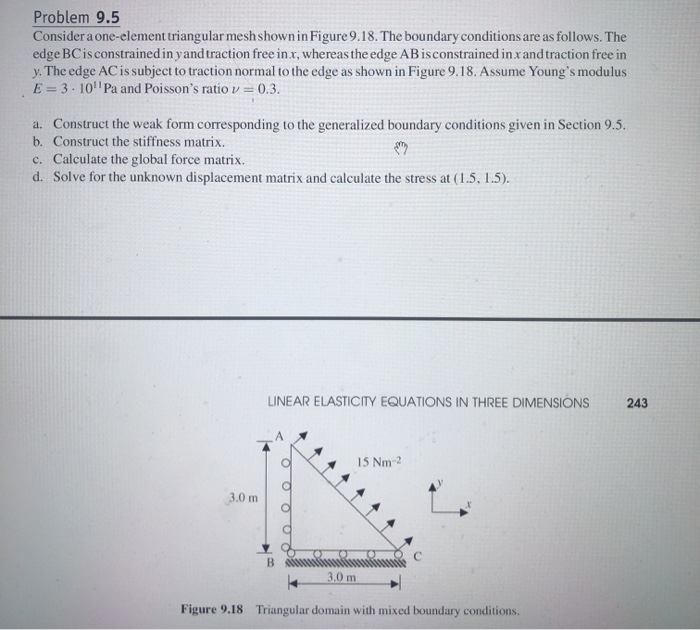 Solved Problem 9.5 Consider a one-element triangular mesh | Chegg.com