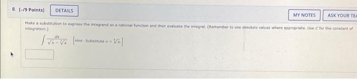 Solved 8. (-19 Points) DETAILS MY NOTES ASK YOUR TE Make a | Chegg.com