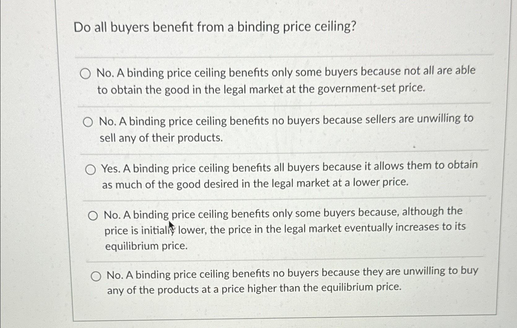 Solved Do all buyers benefit from a binding price | Chegg.com