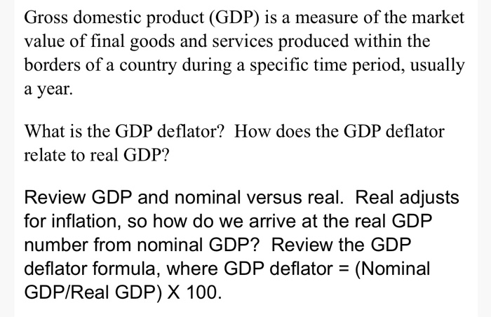 Solved Gross domestic product (GDP) is a measure of the | Chegg.com