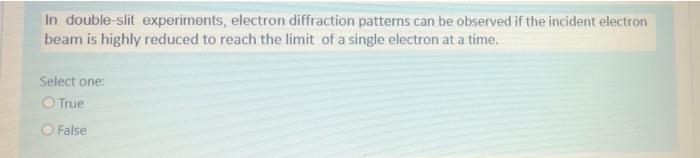 Solved In double-slit experiments, electron diffraction | Chegg.com