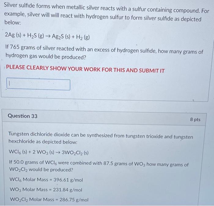 Solved Silver sulfide forms when metallic silver reacts with | Chegg.com