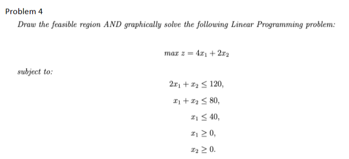Solved Problem 4Draw the feasible region AND graphically | Chegg.com