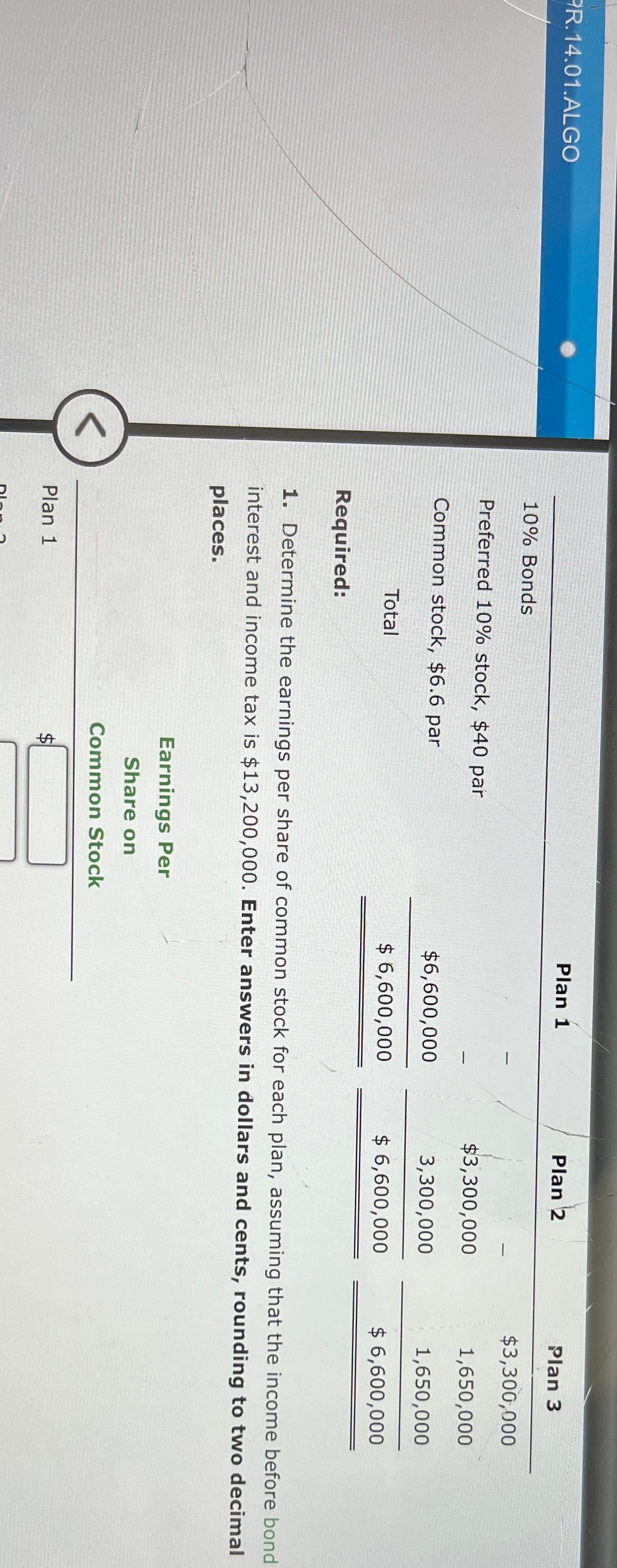 Solved Determine the earnings per share of common stock for | Chegg.com