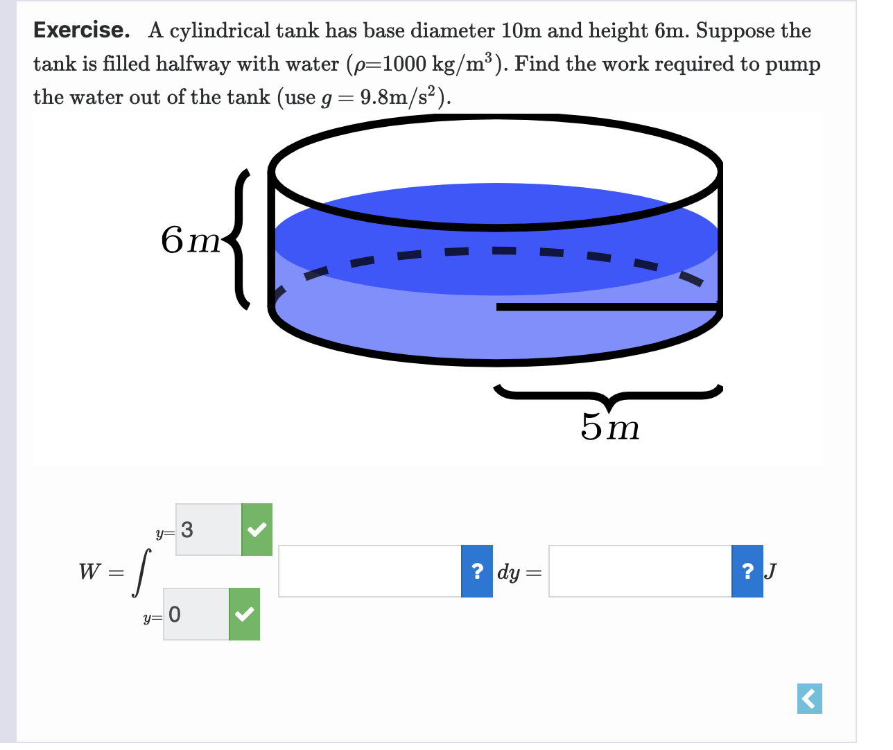 Solved Exercise. A cylindrical tank has base diameter 10m | Chegg.com