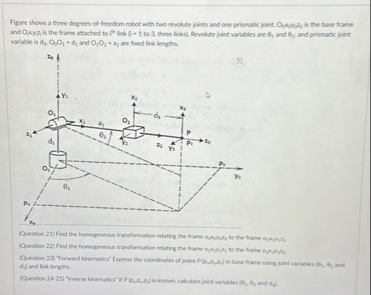 Solved Fgure shows a three degrees-of-freedom robot with two | Chegg.com