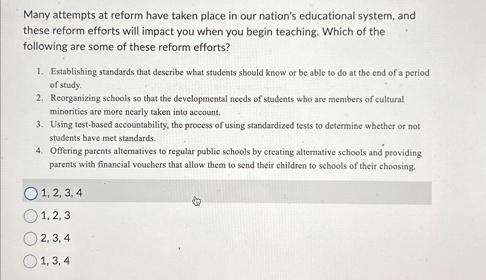 Solved Many attempts at reform have taken place in our | Chegg.com