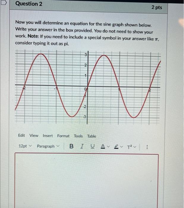 Solved Now you will determine an equation for the sine graph | Chegg.com
