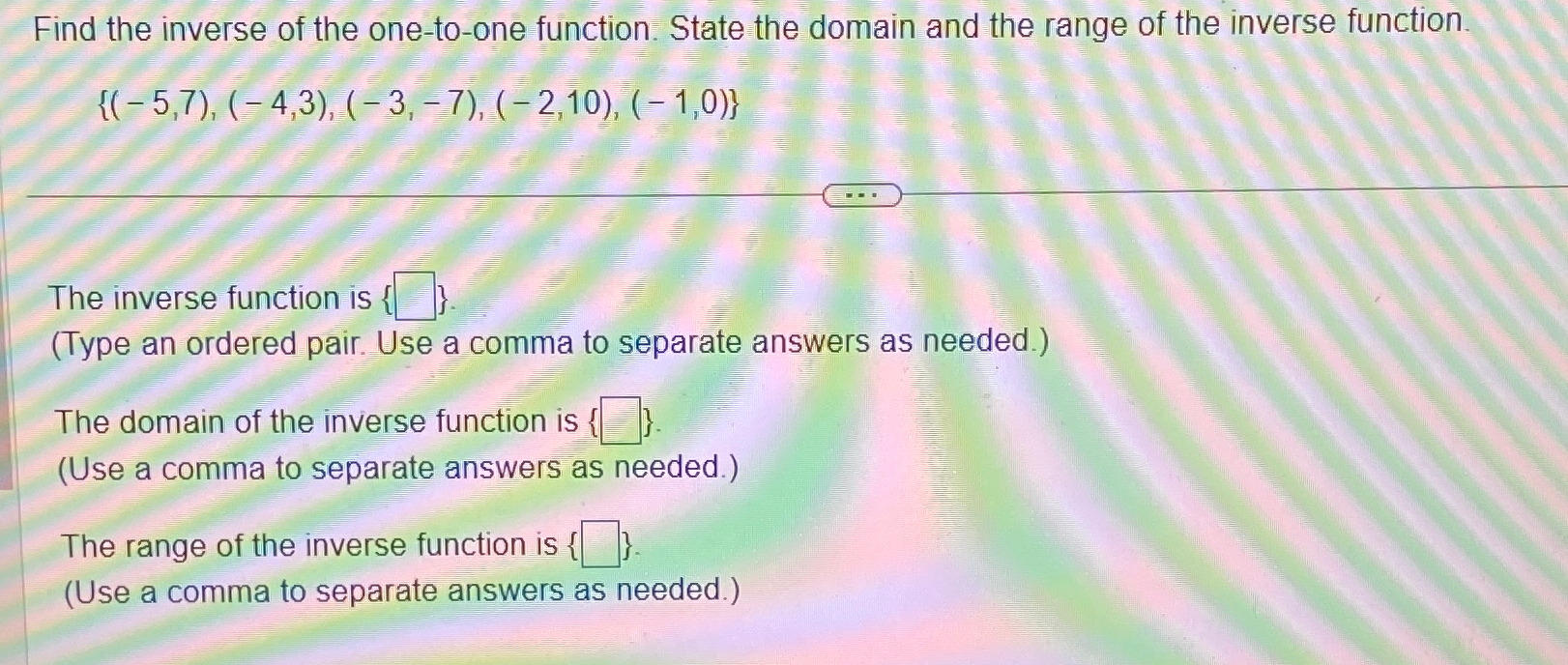 Solved Find the inverse of the one-to-one function. State | Chegg.com
