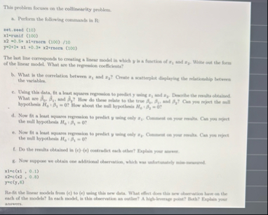 Solved This problem focuses on the collinearity peoblem.a. | Chegg.com