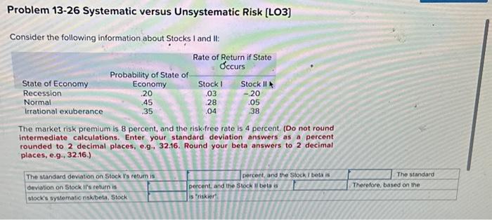 Solved Problem 13-26 Systematic versus Unsystematic Risk | Chegg.com