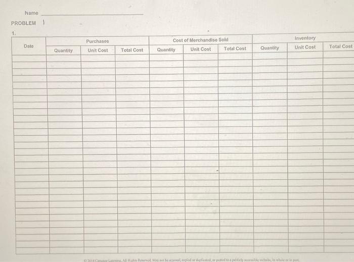 Solved Name PROBLEM I 1. | Chegg.com