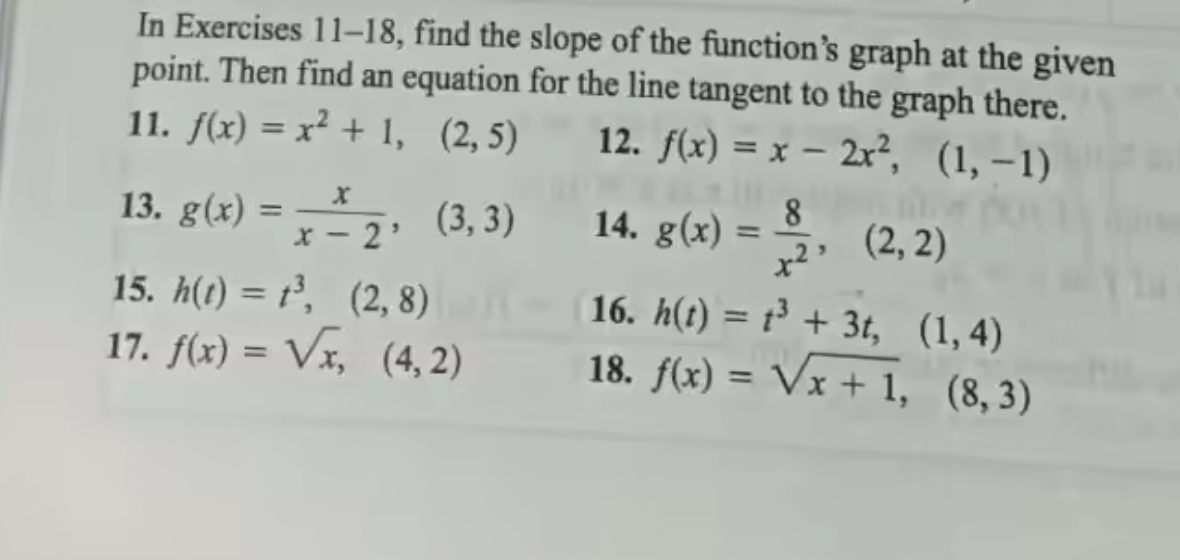 Solved In Exercises 11-18, ﻿find the slope of the function's | Chegg.com