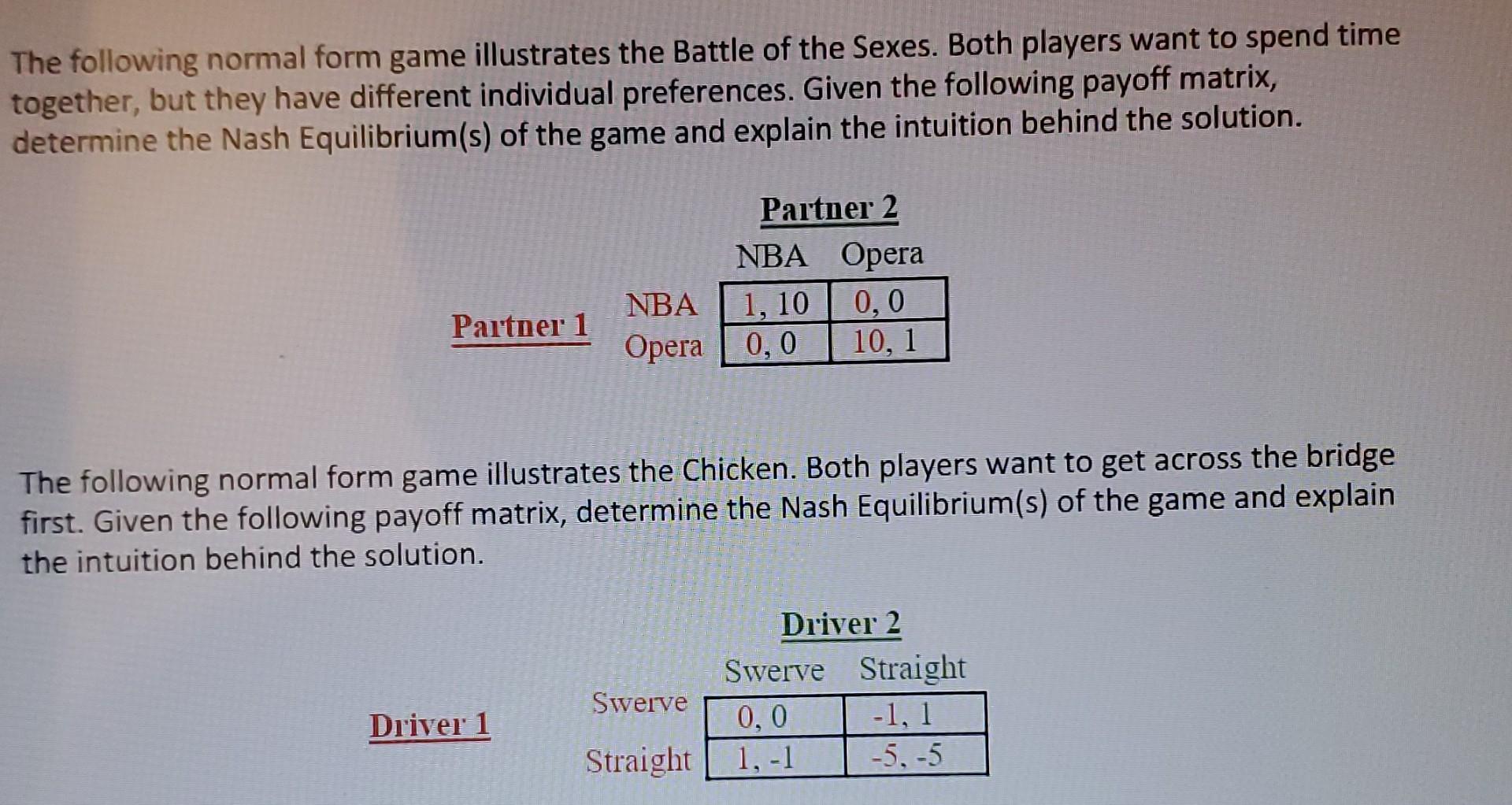Solved The Following Normal Form Game Illustrates The Battle